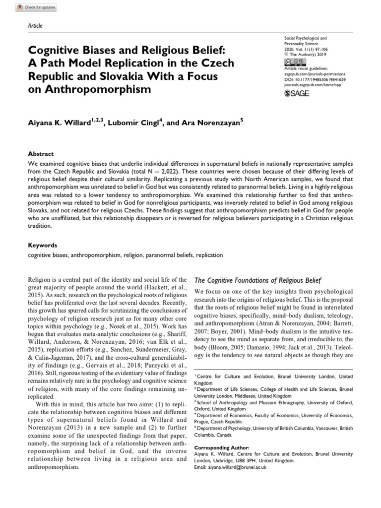 Cognitive Biases and Religious Belief | PDF | Cognitive Science Of Religion | Irreligion