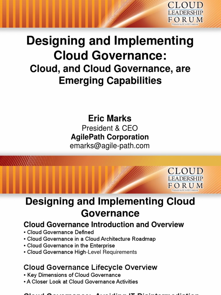 CLF 2011 Governance Frameworks Eric Marks | PDF | Cloud Computing | Governance