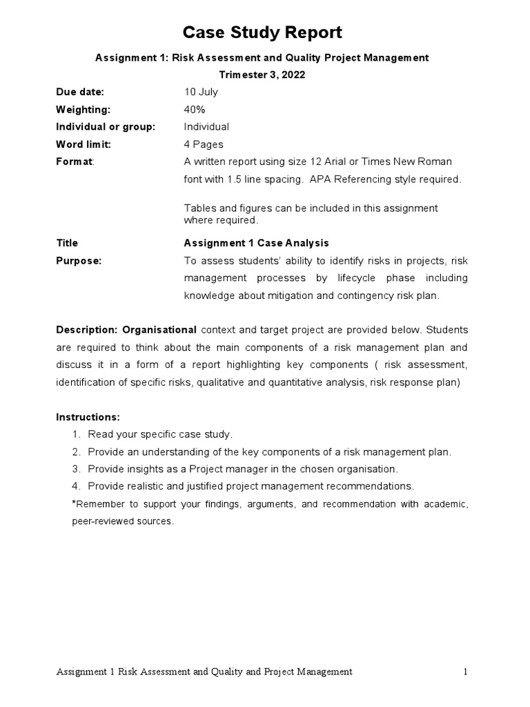 Assignment 1 Risk management (1) | PDF | Risk | Risk Management