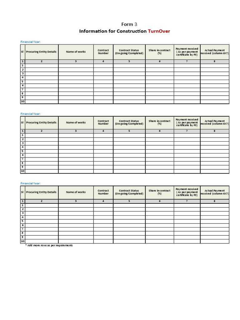 Form 3 - Turnover Information | PDF