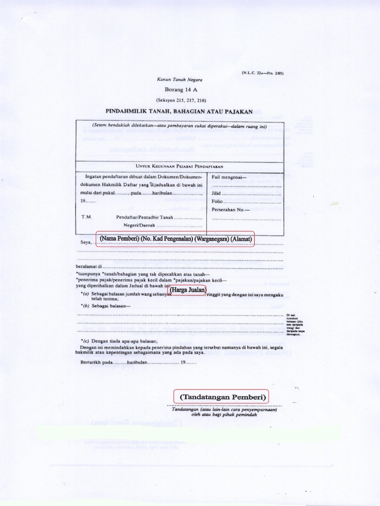 Contoh Pengisian Borang 14A | PDF