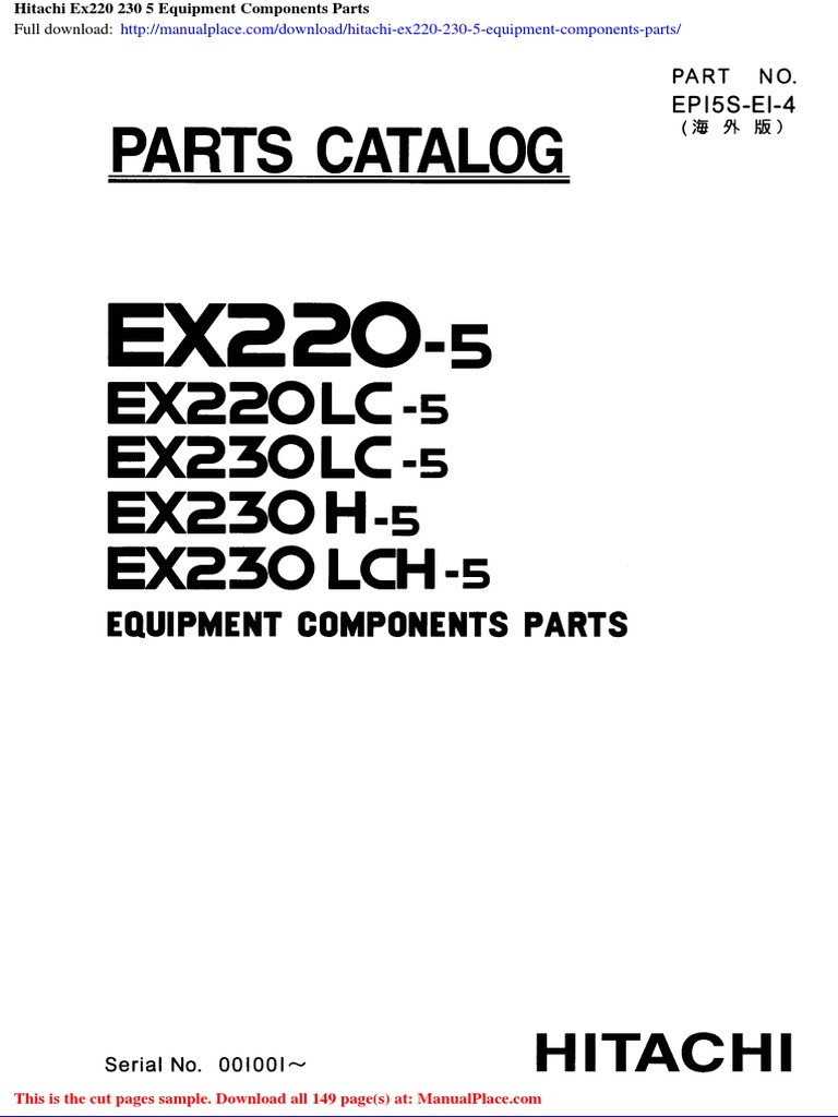 Hitachi Ex220 230 5 Equipment Components Parts | PDF