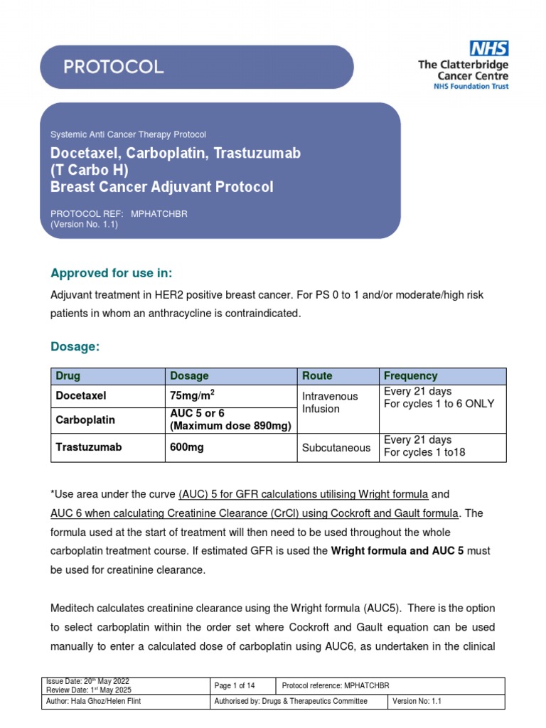 TCHP Protocol for HER2+ Breast Cancer | PDF | Heart Failure | Cardiology
