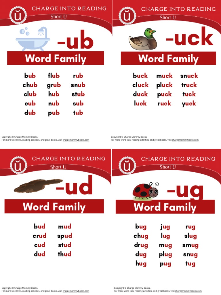 Short U Word Family Lists | PDF