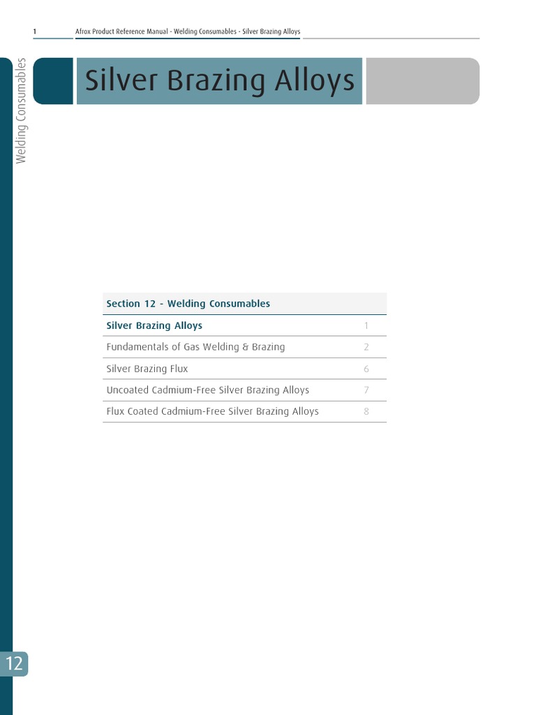 Section 12 - Welding Consumables - Silver Brazing Alloys | PDF | Construction | Welding