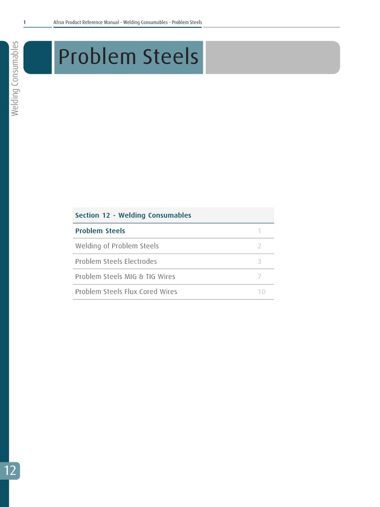 Section 12 - Welding Consumables - Problem Steels | PDF | Steel | Welding
