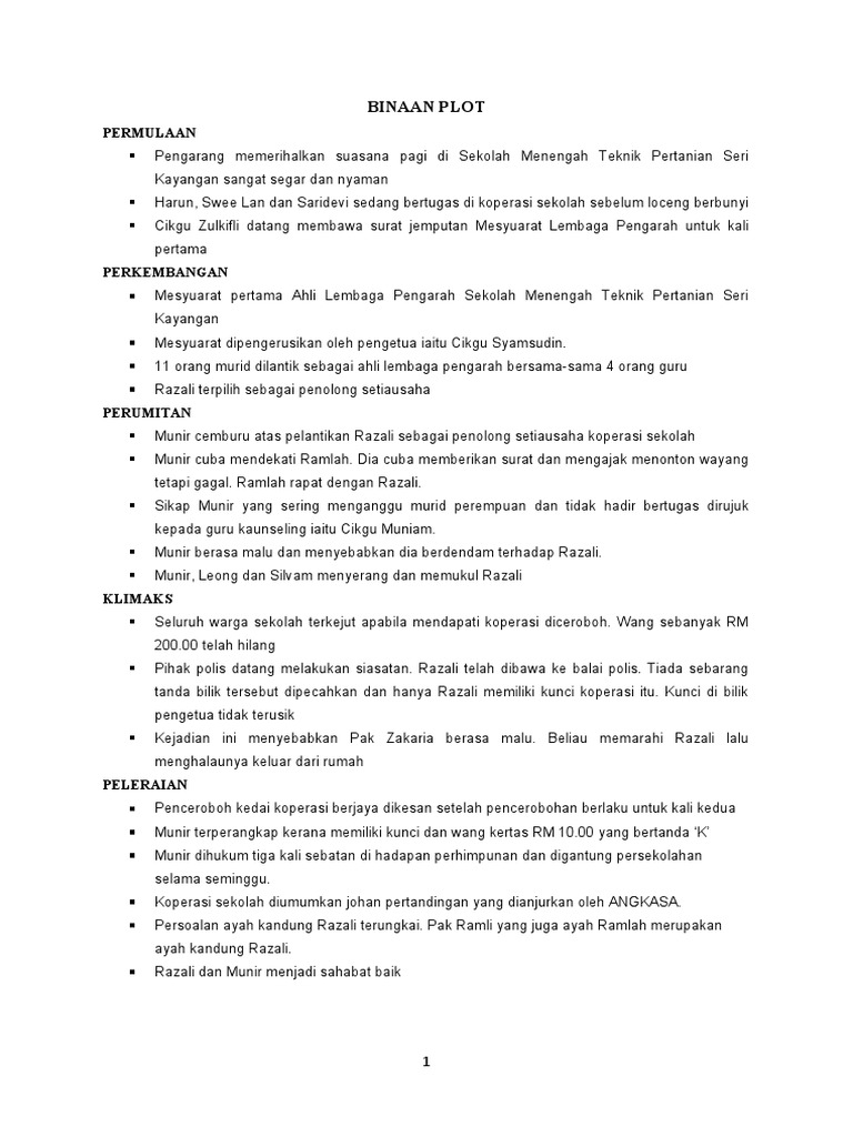Nota Binaan Plot Ting 1 | PDF