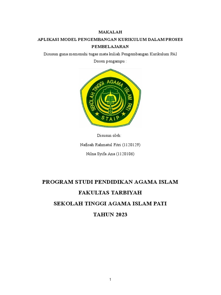 Aplikasi Model Pengembangan Kurikulum Kel 8 | PDF | Karier & Perkembangan