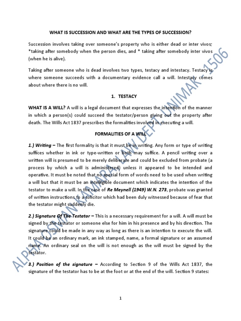 7 Drafting and Law of Succession and Administration of Estate | PDF ...