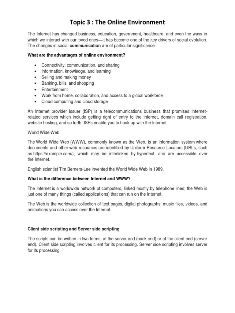 As-3 The Online Environment | PDF | World Wide Web | Internet & Web