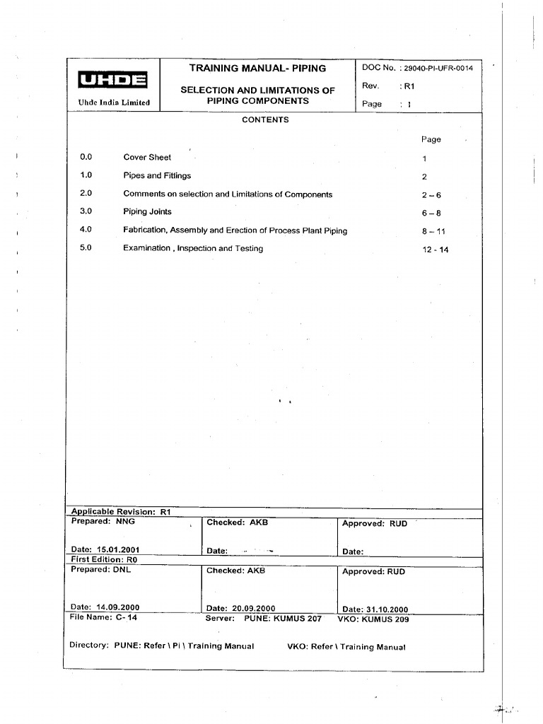 Selection and Limitations of Piping Components | PDF