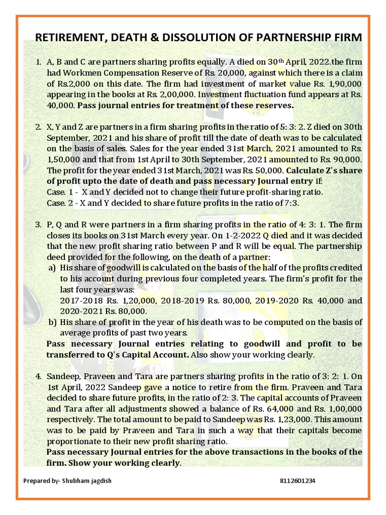 Worksheet - Retirement & Dissolution | PDF | Balance Sheet | Book Value