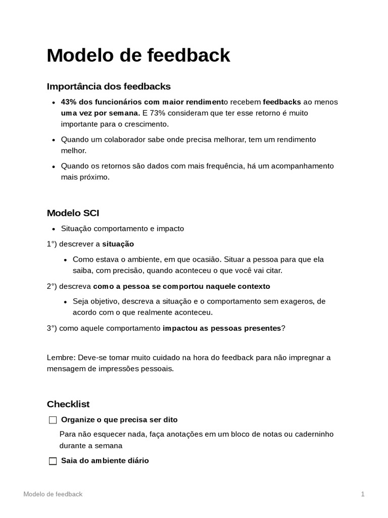 Guia de Feedback Eficaz para Líderes | PDF | Carreira e Crescimento ...