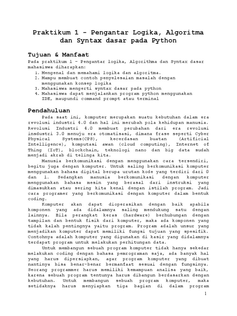 Praktikum Prokom Python 2021 - Modul - 1 | PDF