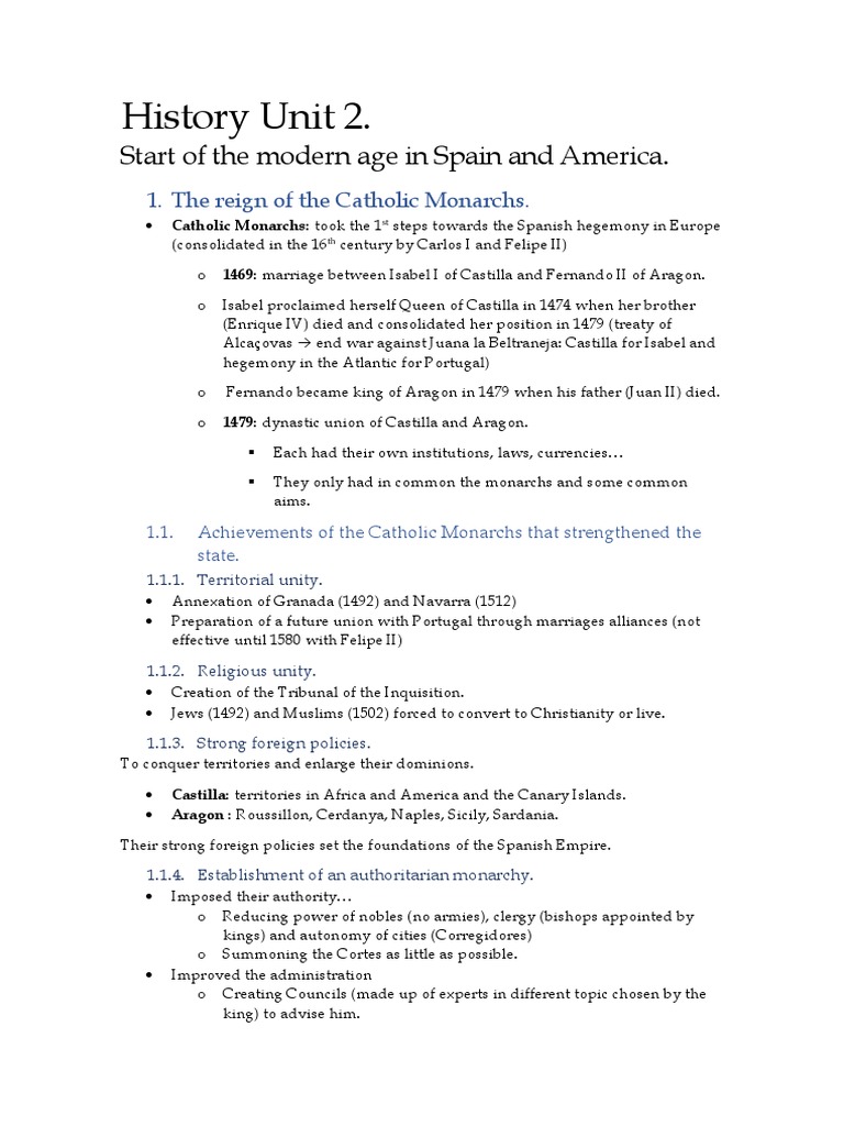 History Unit 2 | PDF | Spain | Spanish Empire