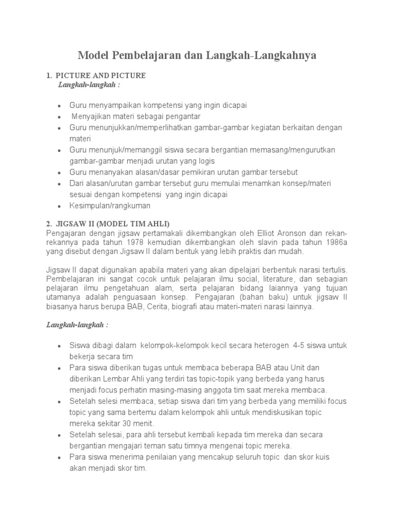 Model Pembelajaran Dan Langkah | PDF