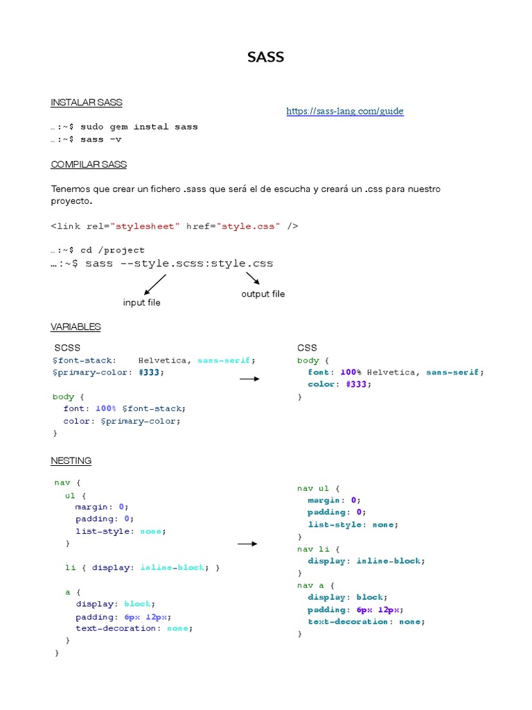 Sass CSS Preprocesor Basics | PDF | Design | Computer File Formats