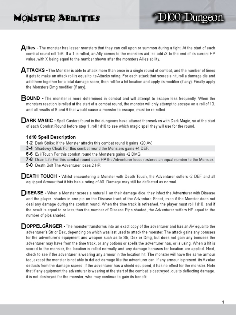 Monster Abilities | PDF