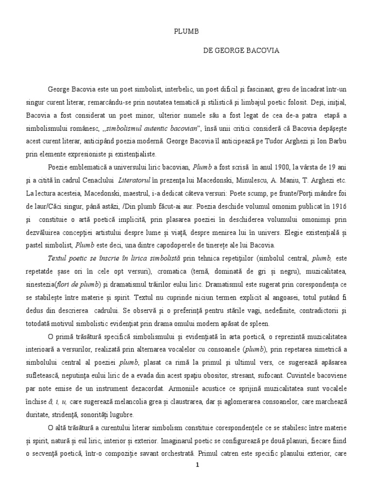 Plumb de George Bacovia | PDF