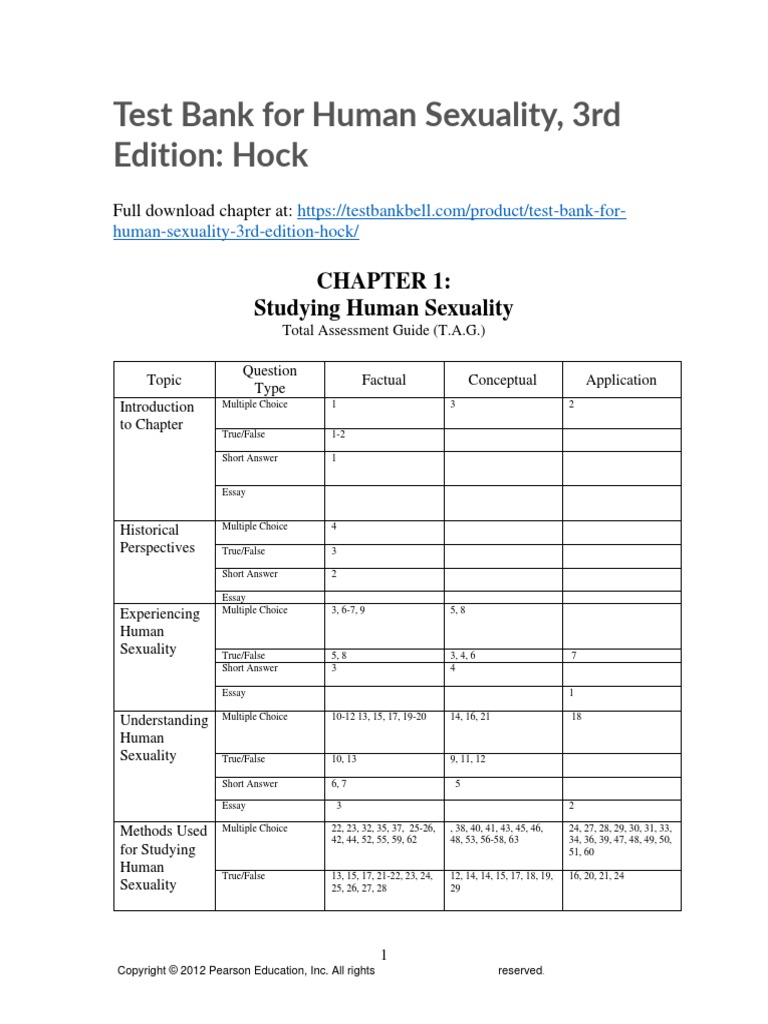 Test Bank For Human Sexuality 3rd Edition Hock Pdf Sex Education