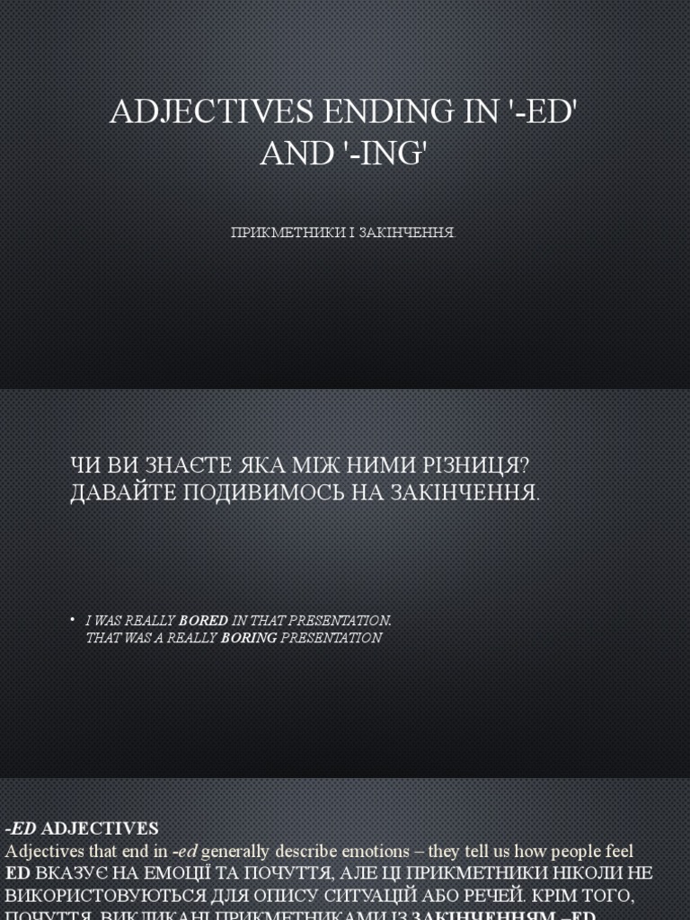 Adjectives - Ed and - Ing | PDF