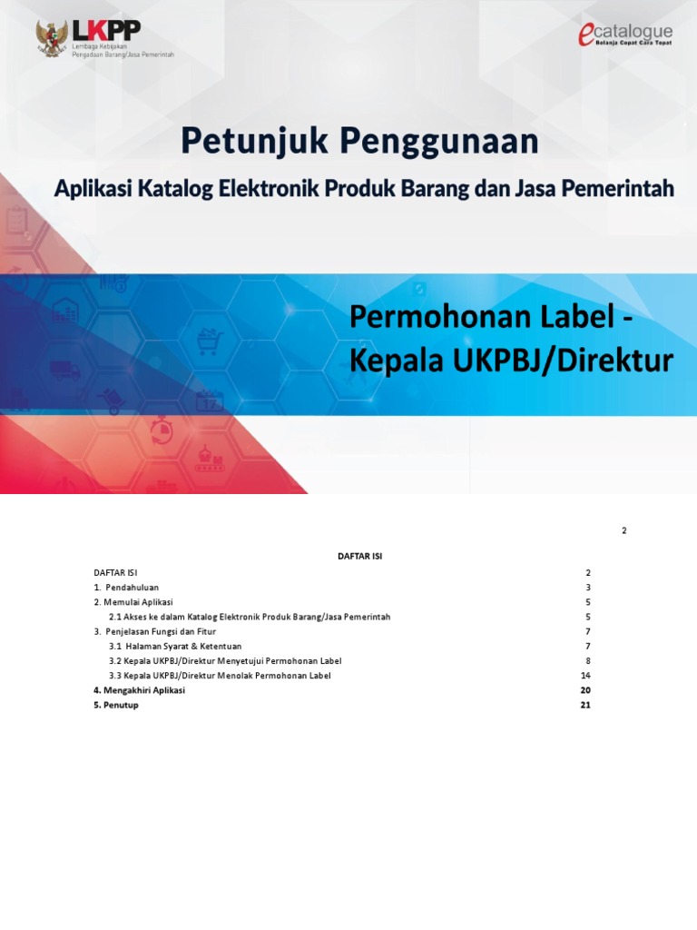 Petunjuk Penggunaan Aplikasi - Permohonan Label (Kepala UKPBJ-Direktur ...