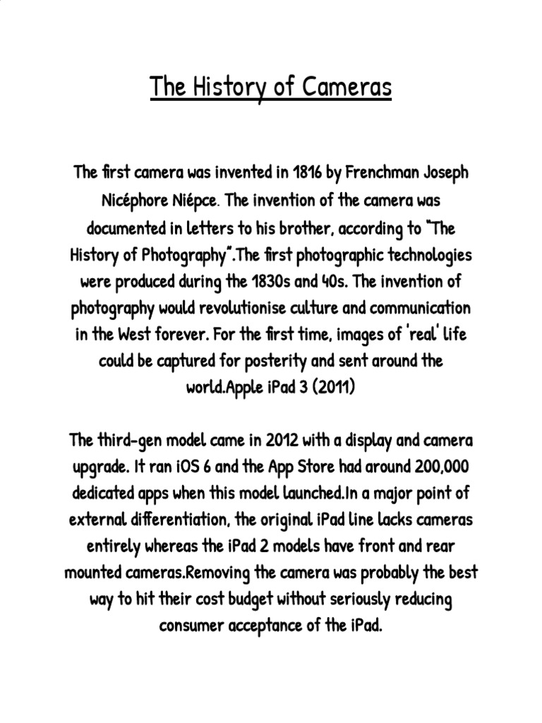 The History of Cameras by Aainy Shah 5A | PDF