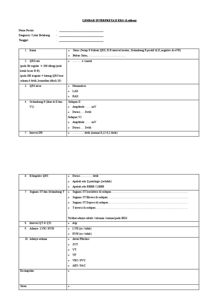 Lembar Latihan Interpretasi Ekg | PDF
