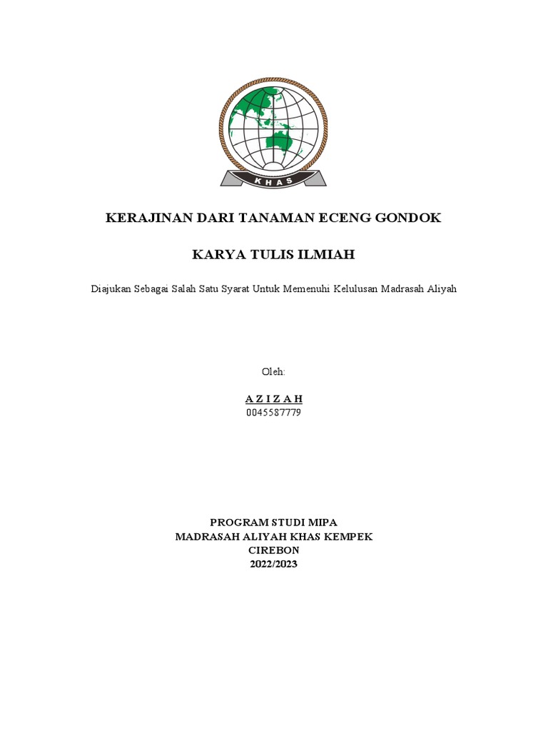 KARYA TULIS ILMIAH Kerajinan Dari Eceng Gondok | PDF | Karier & Perkembangan