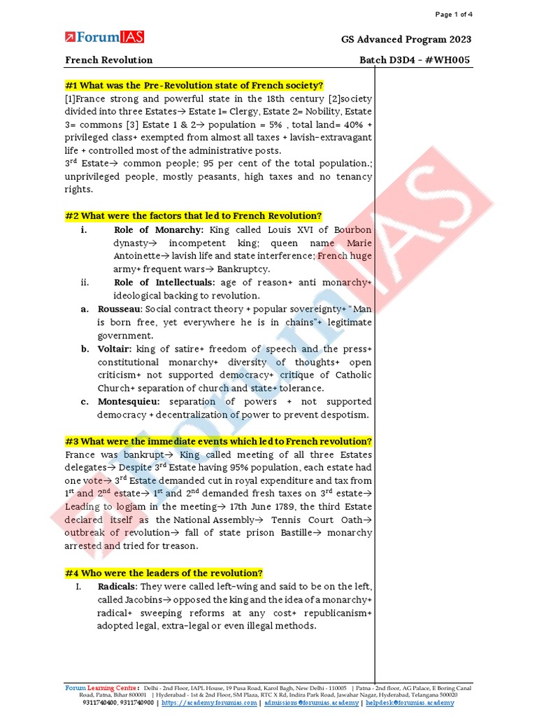 GSAP WH French Revolution | Download Free PDF | First French Empire ...