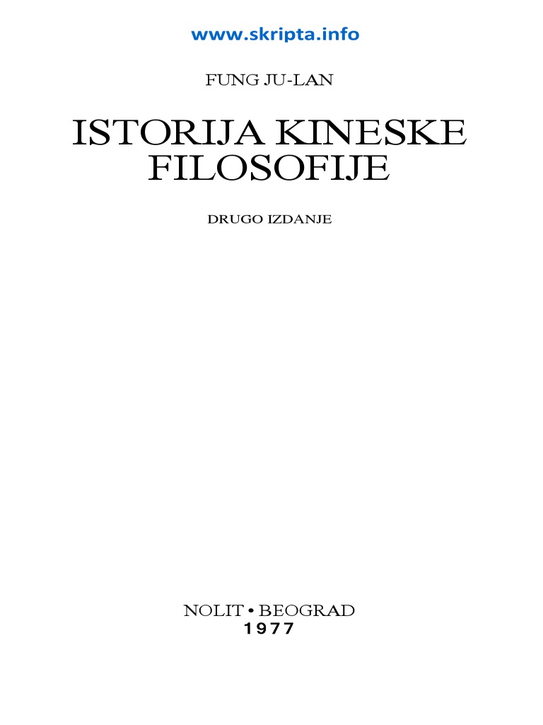 Fung Ju Lan Istorija Kineske Filozofije | PDF