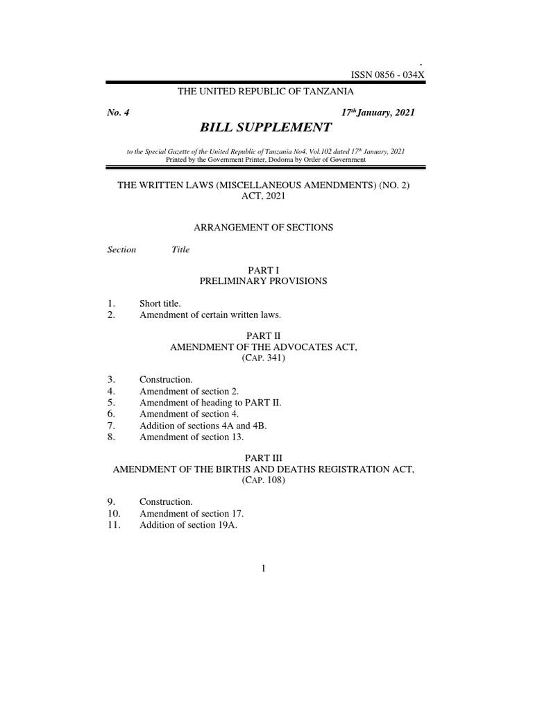Amendments to Advocates Act, Cap 341 | PDF | Crimes | Crime & Violence