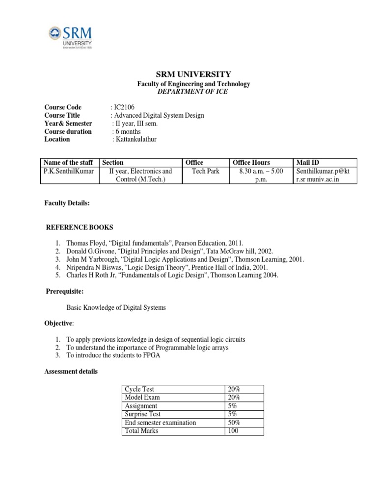 IC2106 Advanced Digital System Design | PDF | Electrical Engineering ...