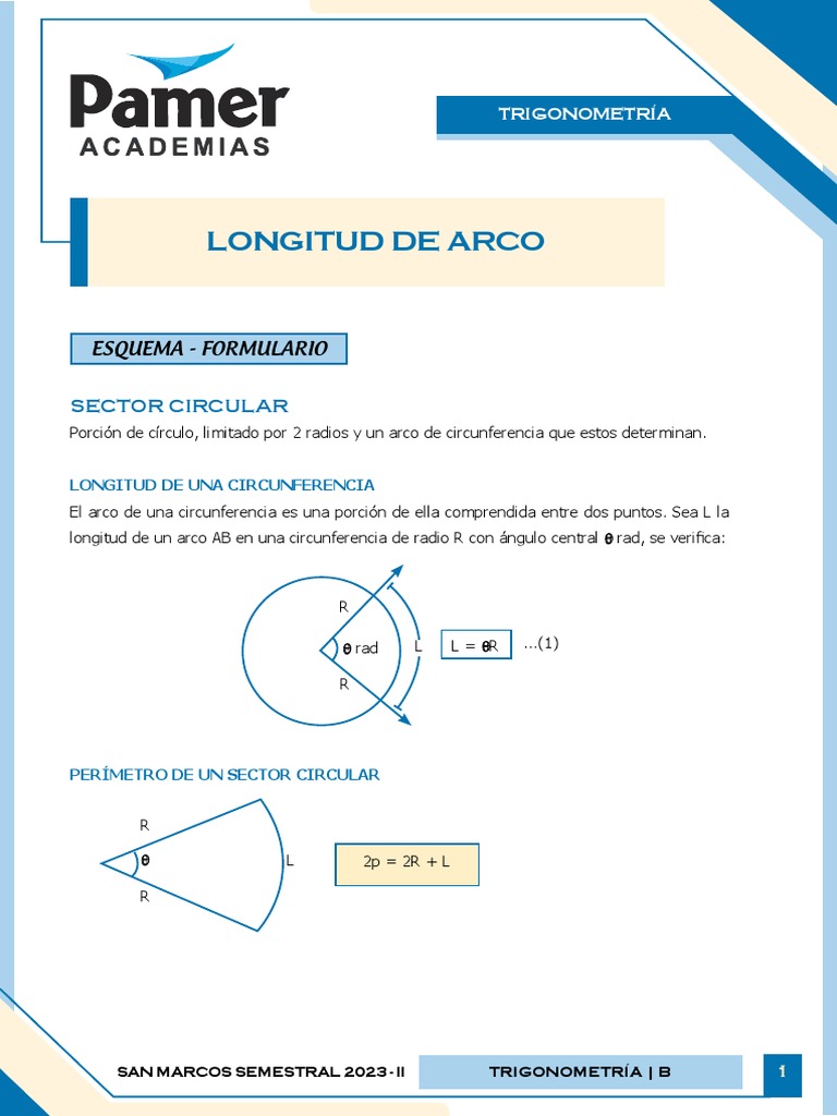 C - SMS - Trigo - B - Longitud de Arco | PDF | Trigonometría | Ángulo