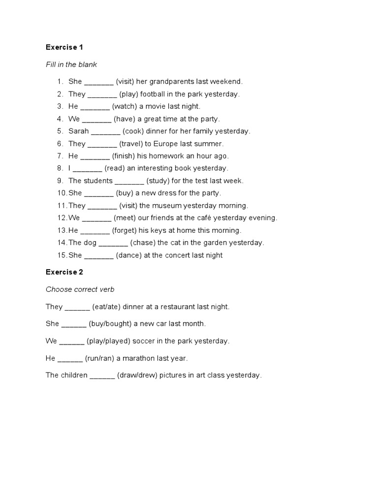 Simple past worksheet | PDF