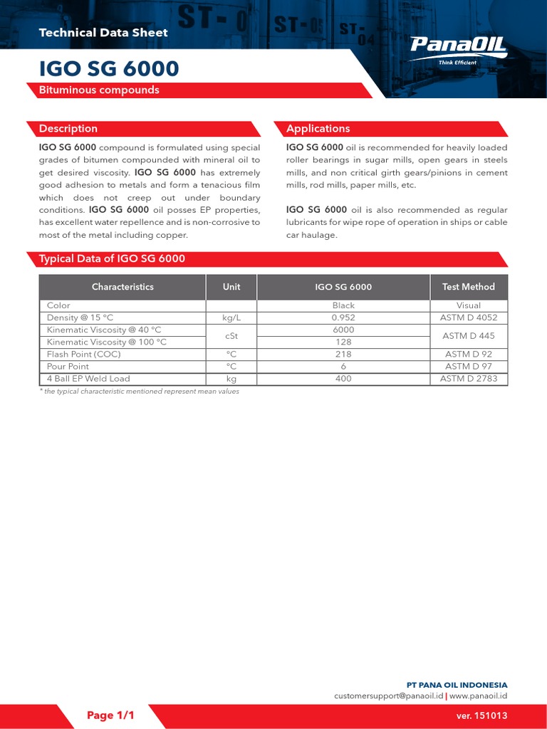 IGO SG 6000 Technical Data Sheet | PDF