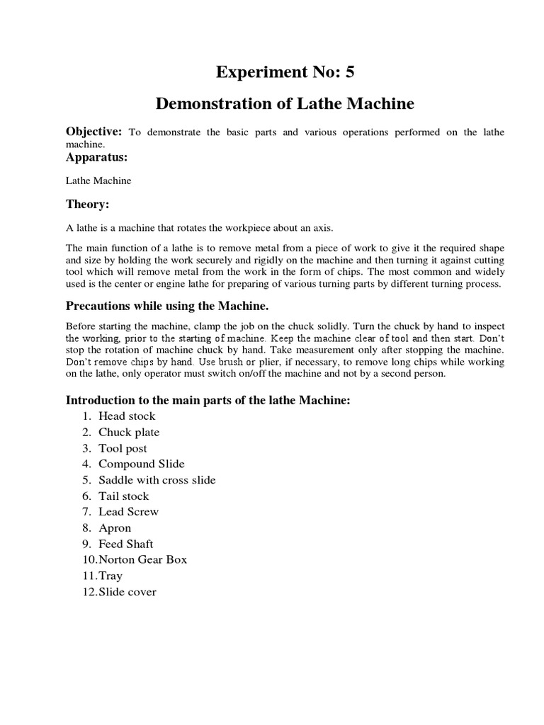 Lab 7 Workshop Teacher Version | PDF | Equipment | Metalworking