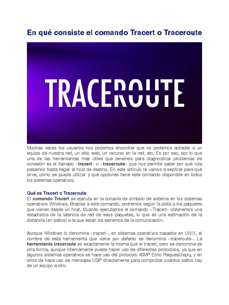 Tracert o Traceroute | PDF | Informática | Estándares de red