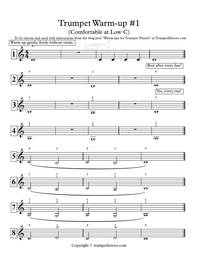 Trumpet Warm Up 1 Trumpet Heroes Jim Howie | PDF