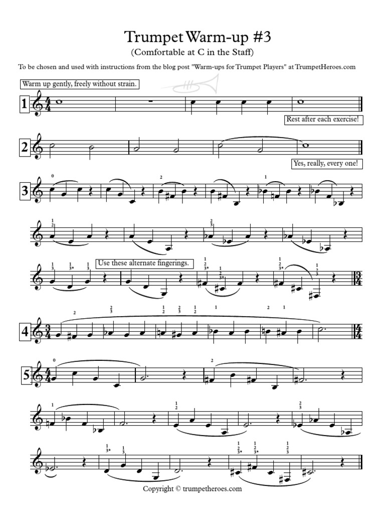 Trumpet-Warm-Up-Number 3-Trumpet-Heroes-Jim-Howie | PDF