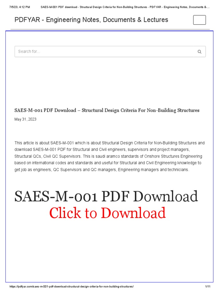 SAES-M-001 PDF Download - Structural Design Criteria For Non-Building ...