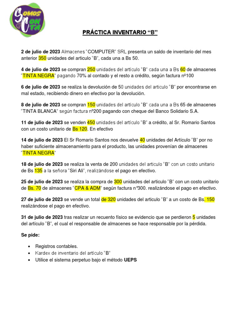 Práctica Inventario Ueps CPP | PDF