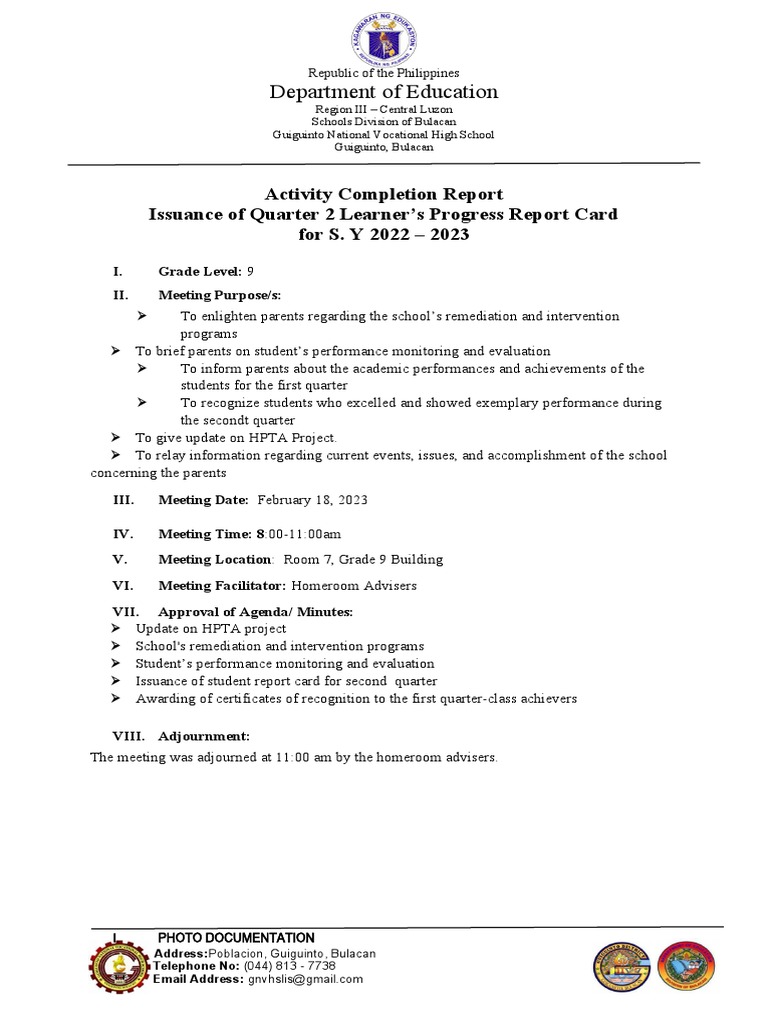 ACR ON 2nd ISSUANCE OF REPORT CARD | PDF