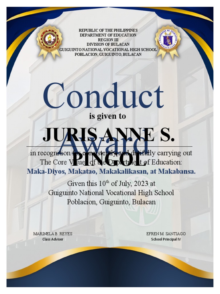 Conduct Award | PDF