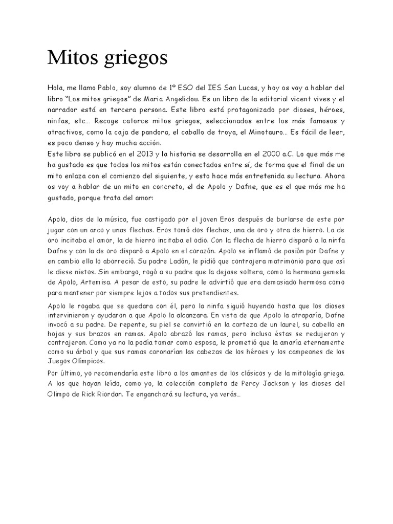 Los Mitos Griegos | PDF