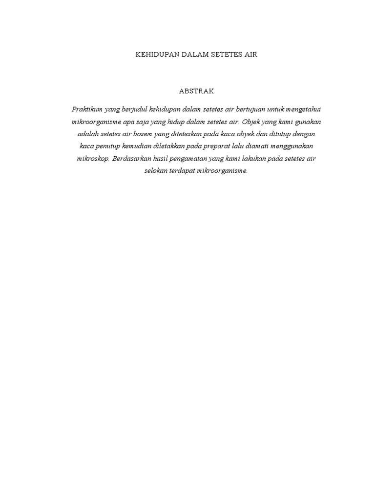 Mikroorganisme dalam Setetes Air | PDF