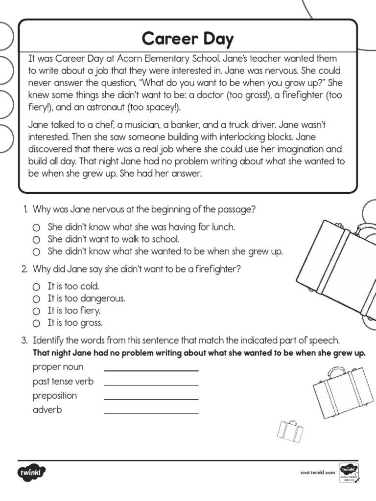 Career Day Reading Comprehension Passage | PDF | Mystery, Thriller ...