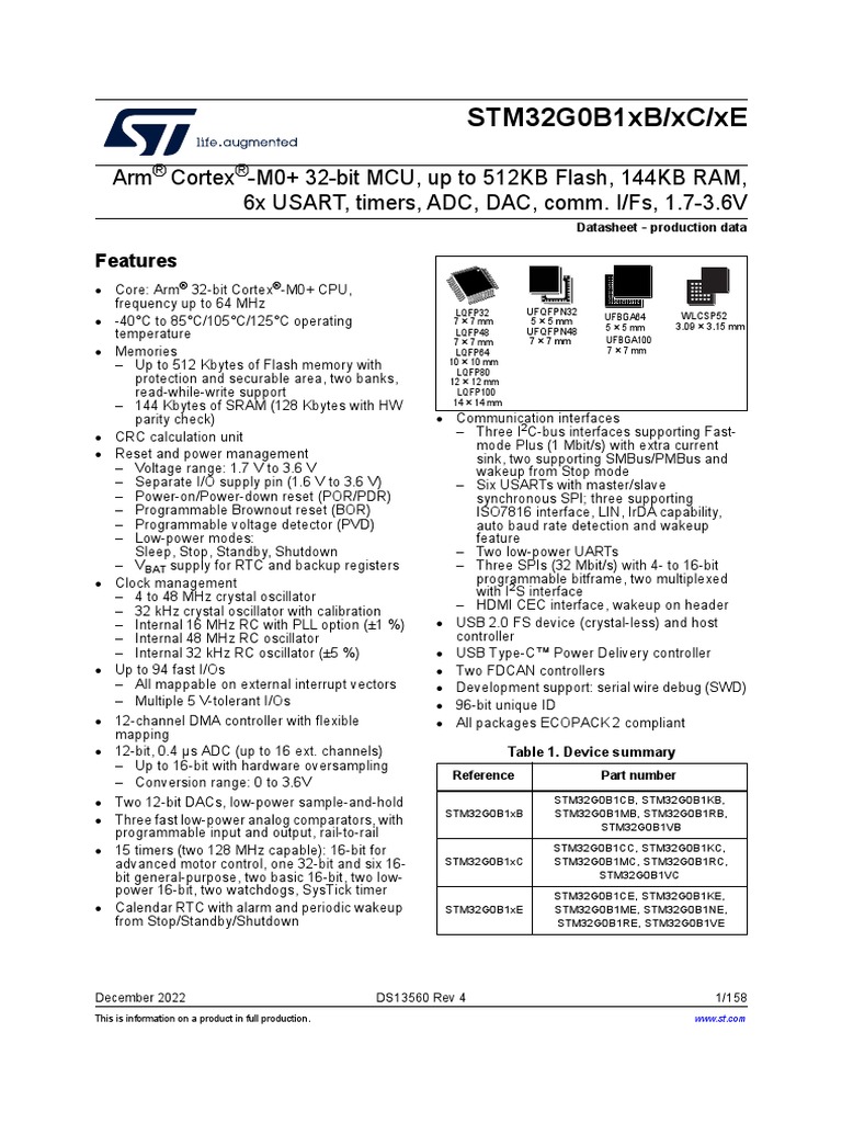 STM 32 G 0 B 1 CB | PDF | Power Supply | Microcontroller