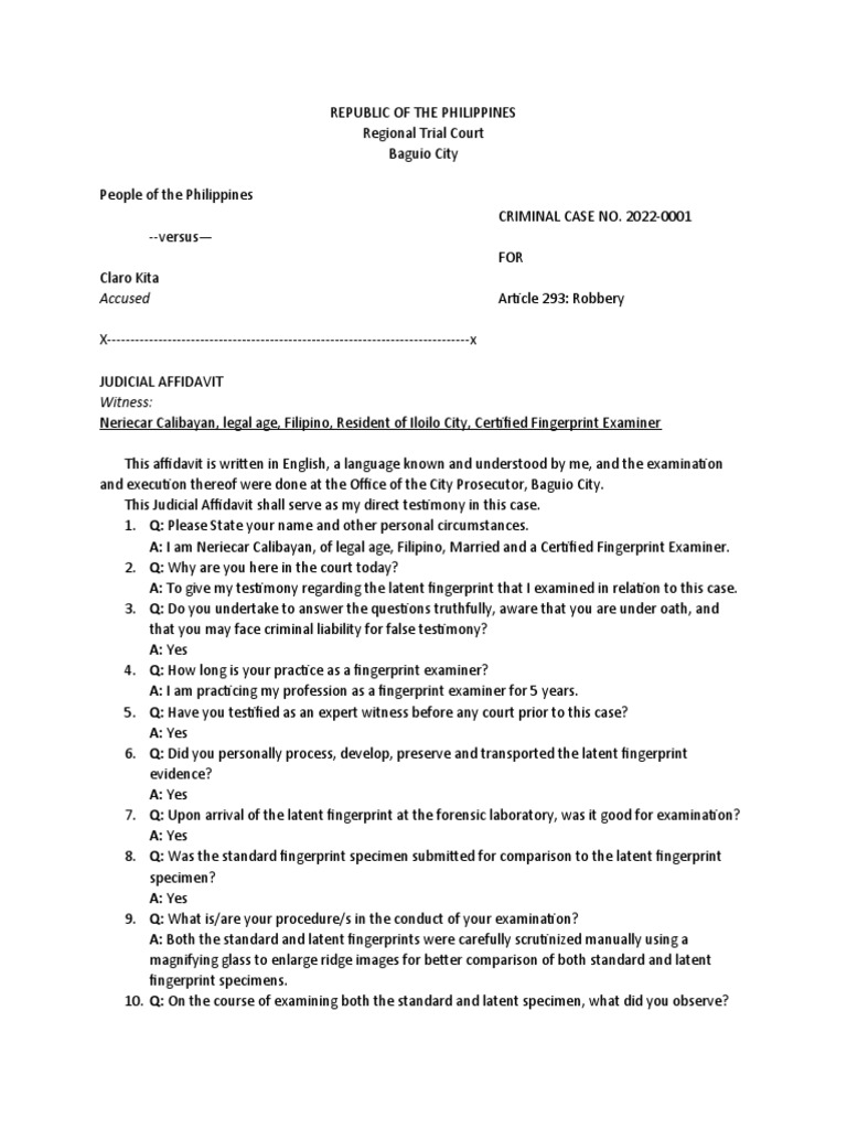 Judicial Affidavit | PDF | Affidavit | Testimony