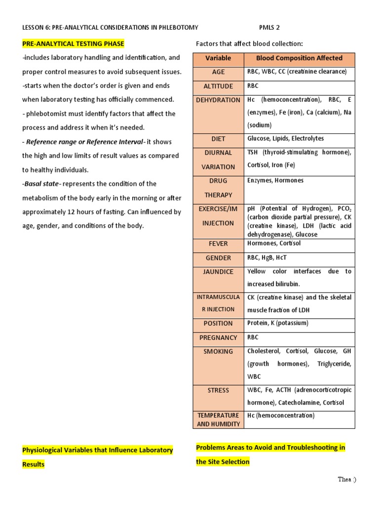 LESSON 6 Physiological Variables That Influence Laboratory | Download ...
